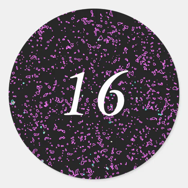 Purple Pink Abstract Patterns Cute 16th Birthday Classic Round Sticker ...