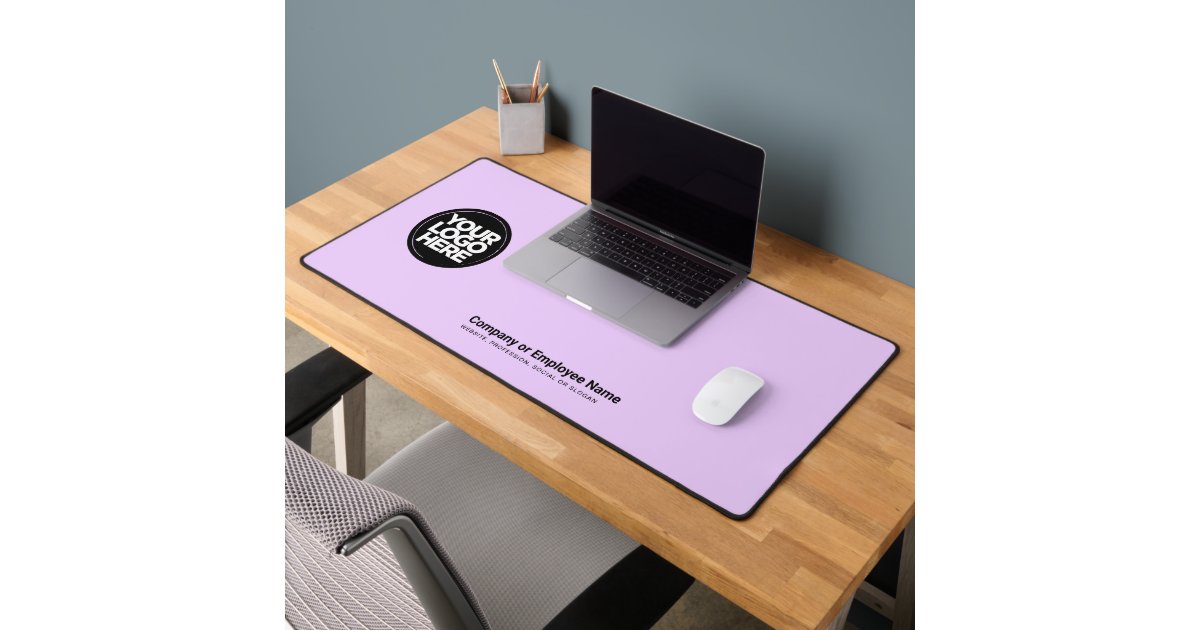 Purple Pink | Custom Business Logo Name, Slogan Desk Mat | Zazzle