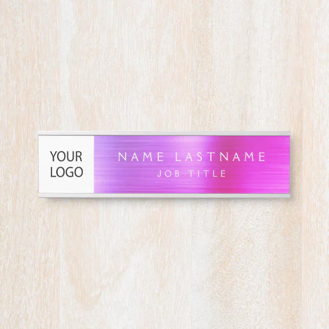 Purple Pink Custom Logo Executive Business Door Sign | Zazzle