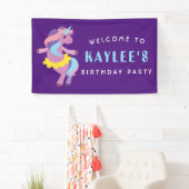 Purple Pink Dancing Unicorn KidsBirthday Welcome Banner | Zazzle