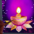 Purple pink Diwali Lamps light illustration script Invitation | Zazzle