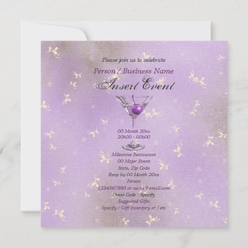 Purple pink elegant formal party invitation | Zazzle