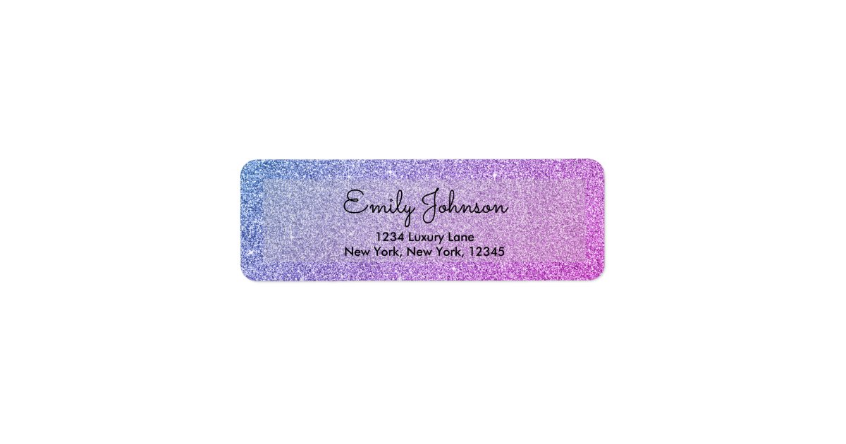 Purple Pink Faux Glitter Sparkle Label | Zazzle