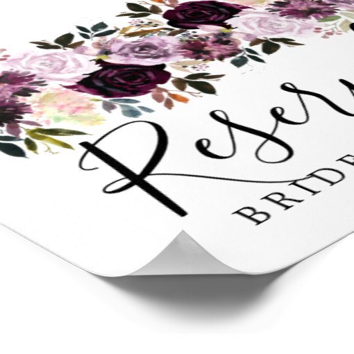 Purple Pink Floral Wedding Reserved Sign | Zazzle