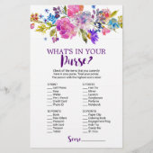 Purple & Pink Flowers "What's In Your Purse" Game | Zazzle