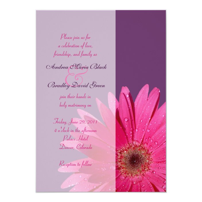 Purple Pink Gerbera Daisy Wedding Invitation | Zazzle.com