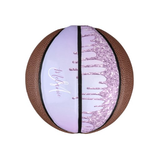 Purple Pink Glitter Sparkles personalized Girly M Mini Basketball | Zazzle
