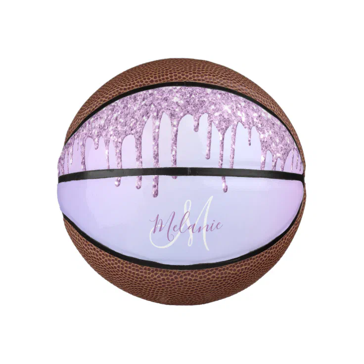 Purple Pink Glitter Sparkles personalized Girly M Mini Basketball | Zazzle