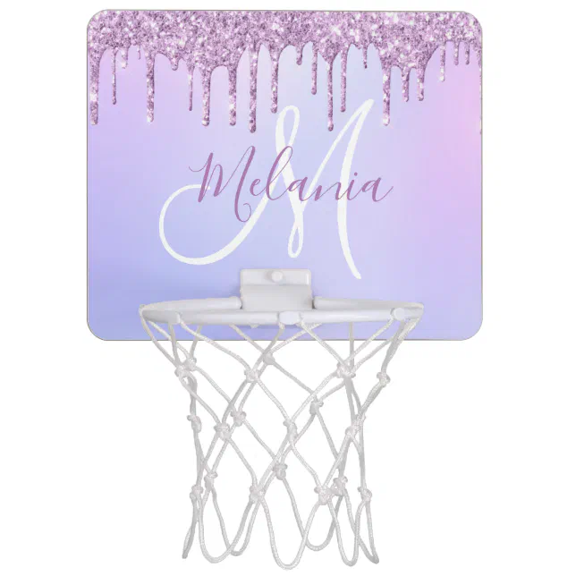 Purple Pink Glitter Sparkles personalized Girly Mini Basketball Hoop ...