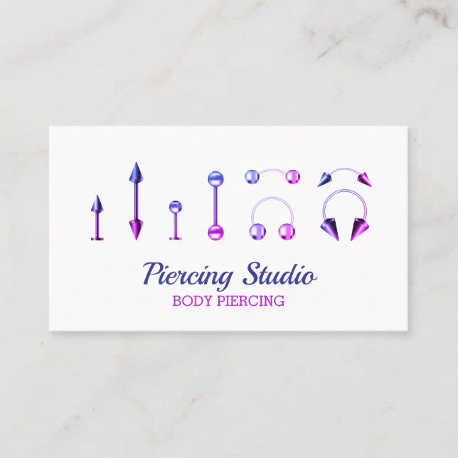 Purple Pink Jewelry Store Body Piercing Business Card | Zazzle