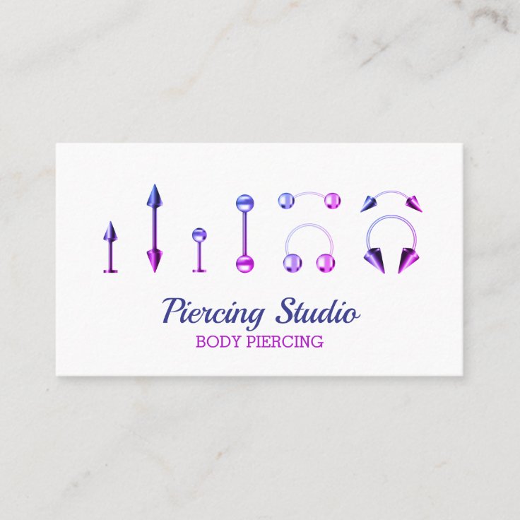 Purple Pink Jewelry Store Body Piercing Business Card | Zazzle