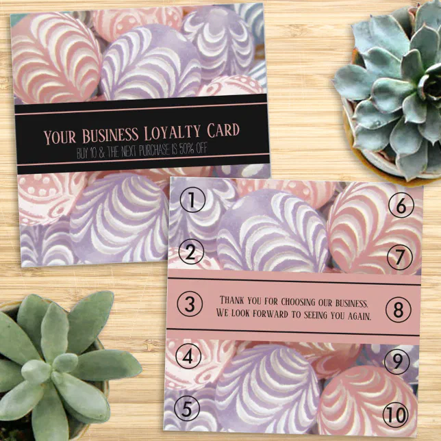 Purple Pink Marble Generic Business Loyalty Punch Appointment Card | Zazzle
