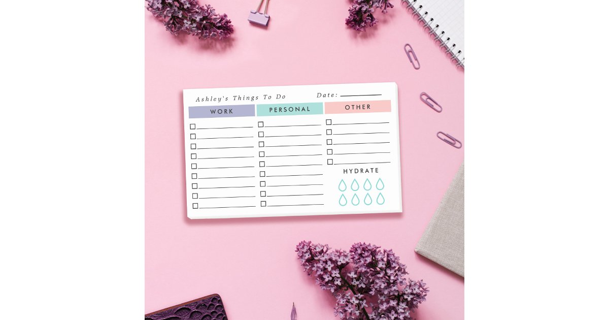 Purple Pink Minimalist Daily Organizer To Do List Post-it Notes | Zazzle