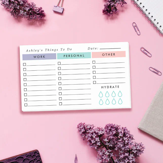 Purple Pink Minimalist Daily Organizer To Do List Post-it Notes | Zazzle