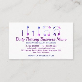 Purple Pink Neon Stylish Body Piercing Loyalty Card | Zazzle