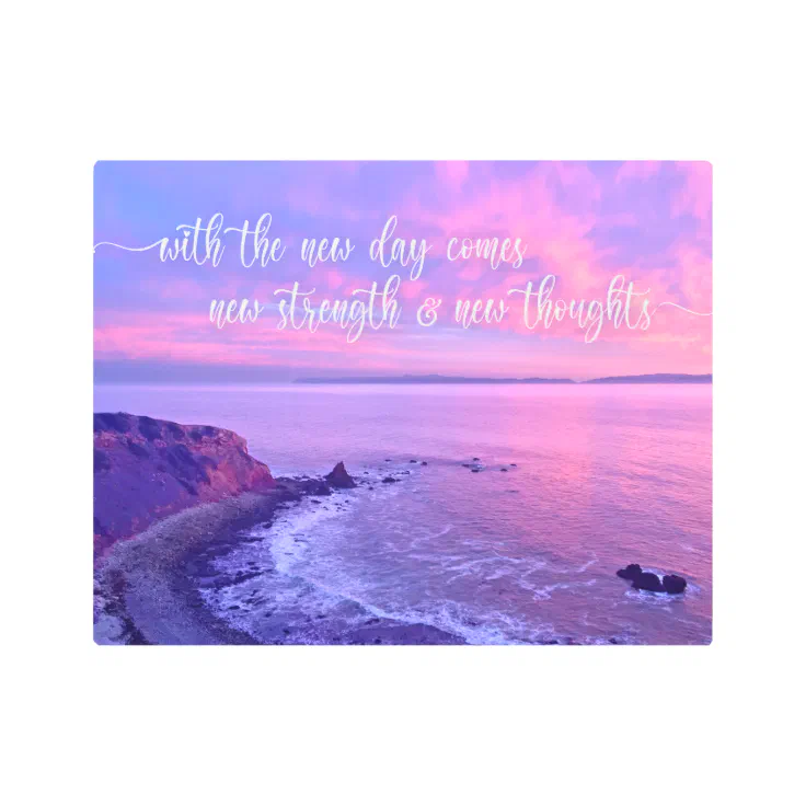 Purple Pink Ocean Sunset Photo Inspirational Quote Metal Print | Zazzle