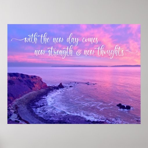 Purple Pink Ocean Sunset Photo Inspirational Quote Poster | Zazzle