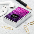Purple Pink Ombre faux glitter sparkles Monogram Zippo Lighter | Zazzle