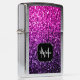 Purple Pink Ombre faux glitter sparkles Monogram Zippo Lighter | Zazzle