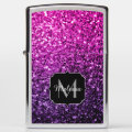 Purple Pink Ombre faux glitter sparkles Monogram Zippo Lighter | Zazzle