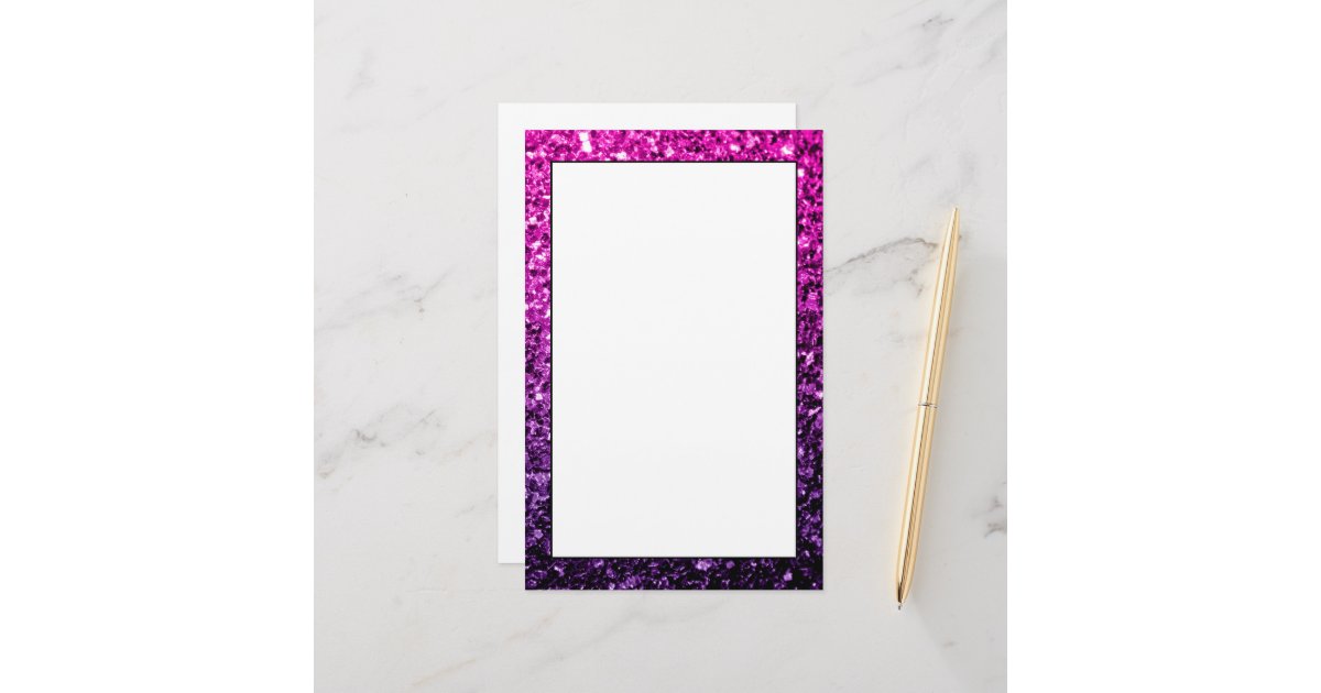 Purple Pink Ombre Faux Glitter Sparkles Stationery Zazzle