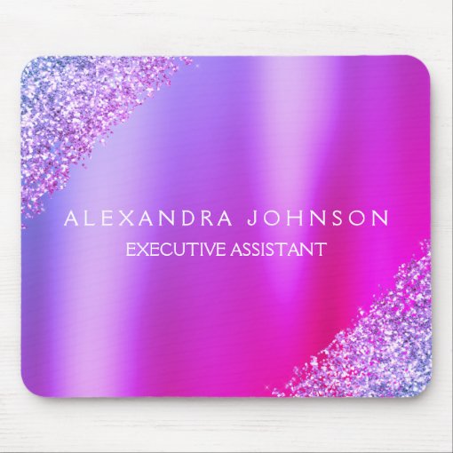 Purple Pink Ombre Glitter Office Business Mouse Pad | Zazzle