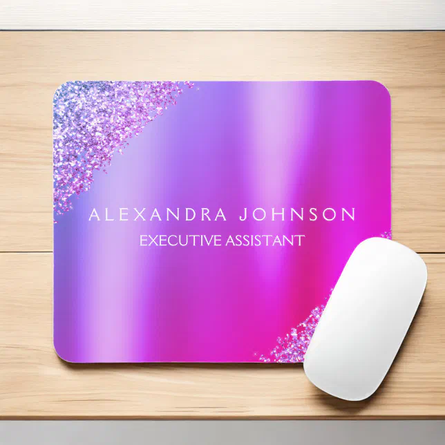 Purple Pink Ombre Glitter Office Business Mouse Pad | Zazzle