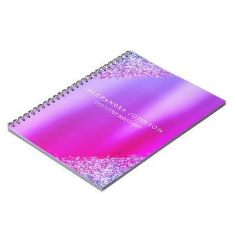 Purple Pink Ombre Glitter Office Business Notebook | Zazzle
