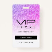 Purple Pink Ombre Glitter VIP Pass Party Invite Badge | Zazzle