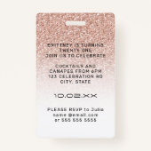 Purple Pink Ombre Glitter VIP Pass Party Invite Badge | Zazzle
