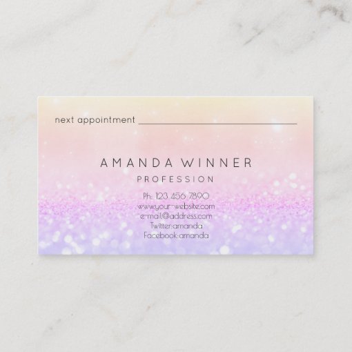 Purple Pink Ombre Lashes Makeup Glitter Makeup Appointment Card | Zazzle