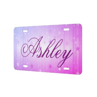 Purple Pink Star License Plate | Zazzle