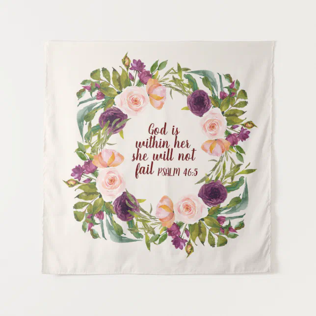 Purple Pink Watercolor Floral Christian Bible Tapestry | Zazzle