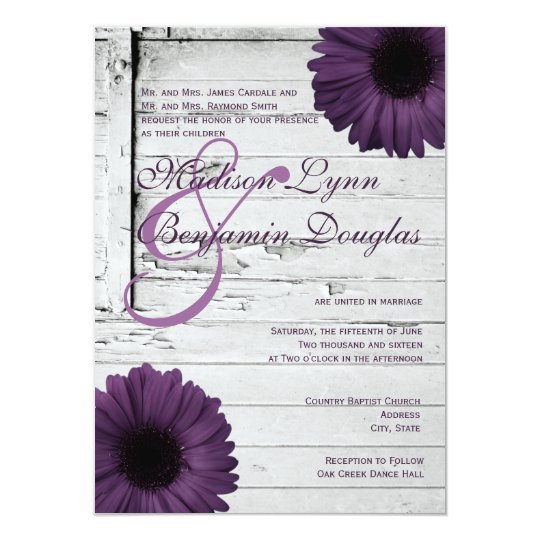 Purple Plum Gerber Daisy Wedding Invitations Ver2 | Zazzle.com