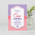 Purple Polka Dot 1st Birthday Party Invitation | Zazzle