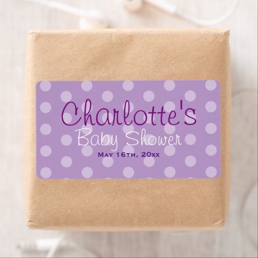 Purple Polka Dot Baby Shower Water Bottle Labels | Zazzle