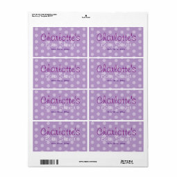Purple Polka Dot Baby Shower Water Bottle Labels | Zazzle