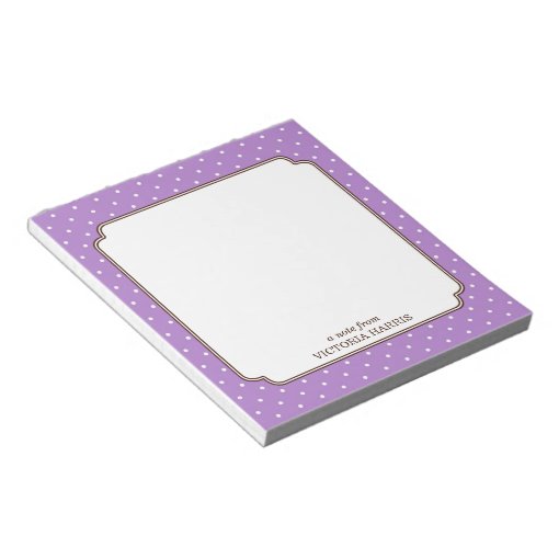 Purple polka dot personalized girly cute notepad | Zazzle