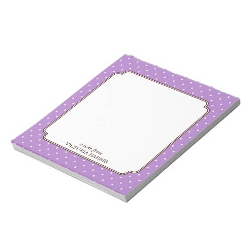Purple polka dot personalized girly cute notepad | Zazzle