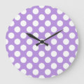Purple Polka Dots, Polka Dot Pattern, Dots, Dotted Large Clock | Zazzle