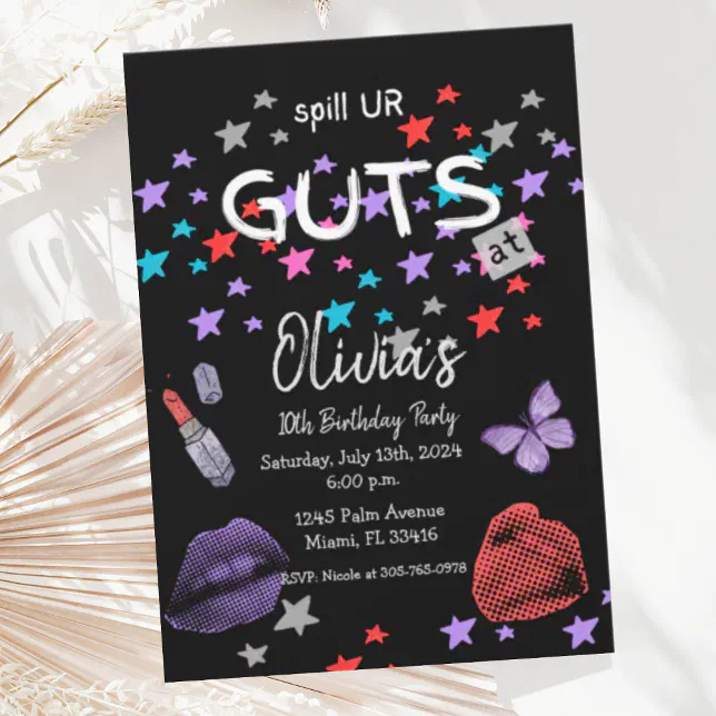 Purple Pop Music Tween Teen Birthday Invitation | Zazzle
