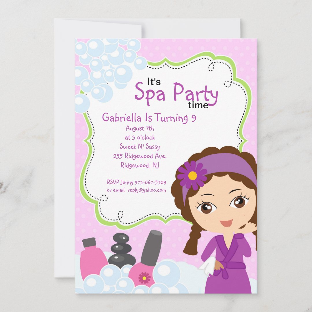 Purple Pretty Girl Spa Birthday Party Invitation | Zazzle