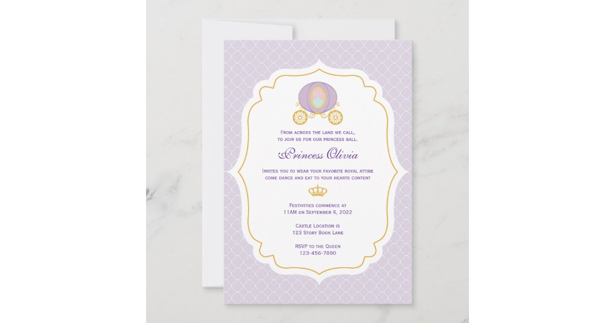 Purple Princess Birthday Invitation | Zazzle