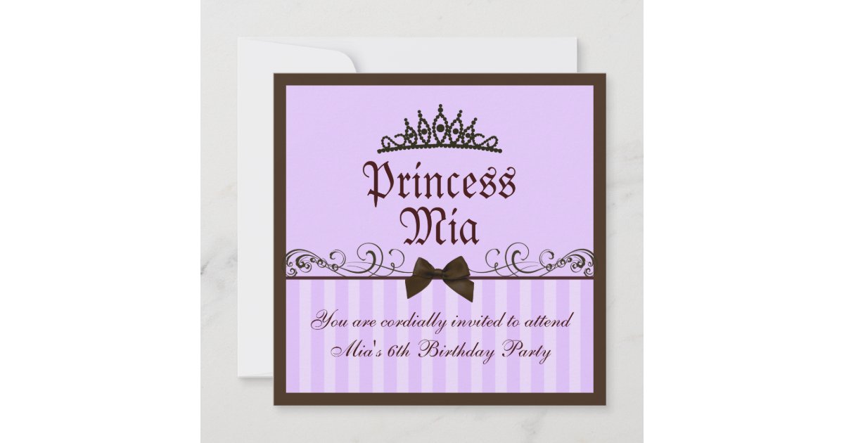 Purple Princess Birthday Invite | Zazzle