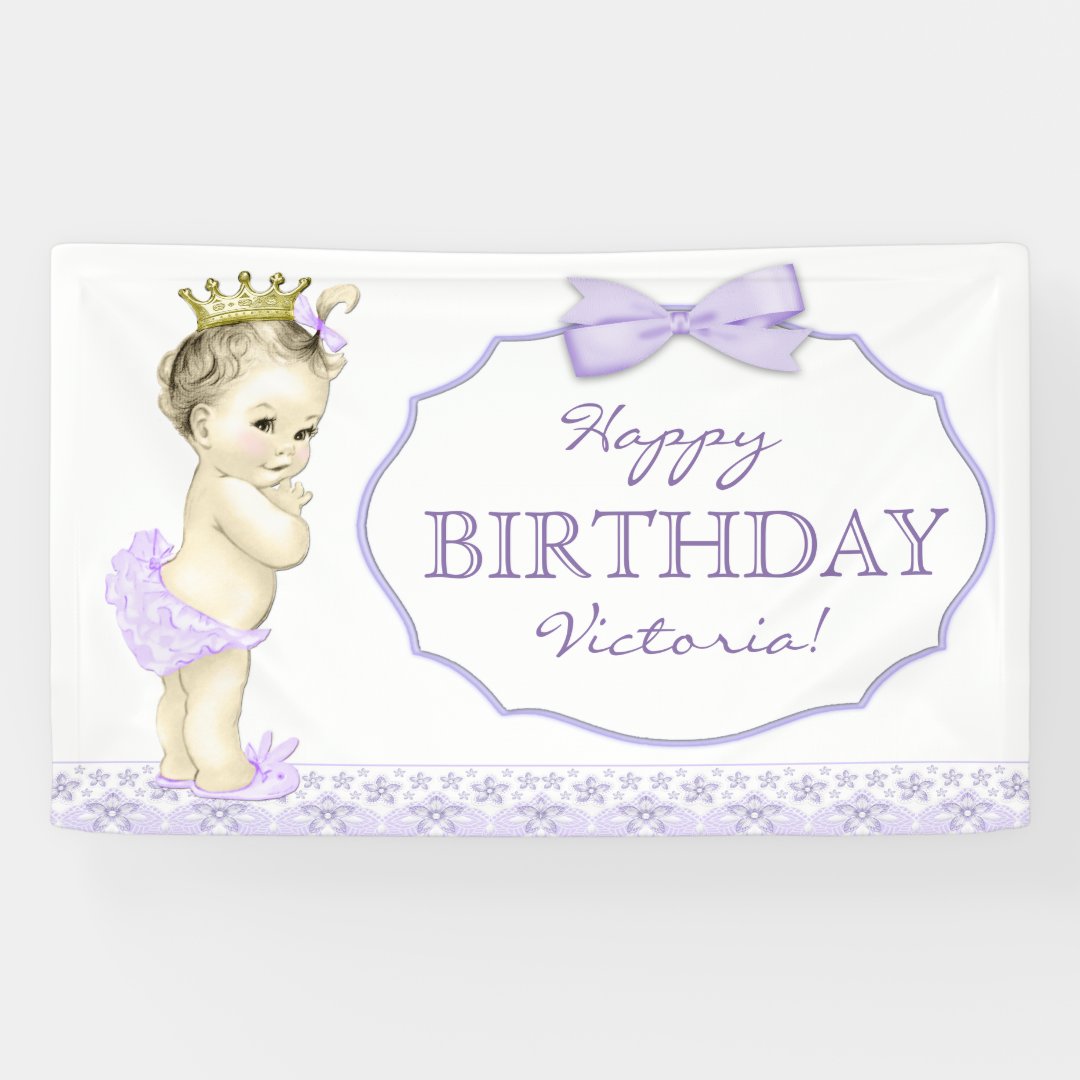 Purple Princess Birthday Party Banner | Zazzle