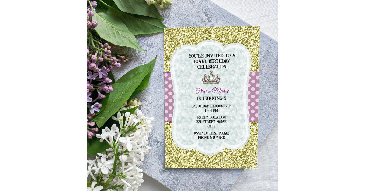 Purple Princess Birthday Party Invitation | Zazzle
