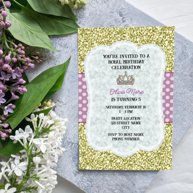 Purple Princess Birthday Party Invitation | Zazzle