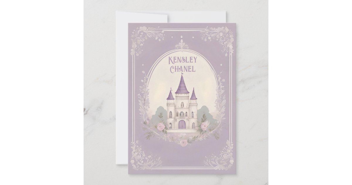 Purple Princess Castle Invitations | Zazzle