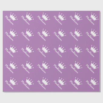 Purple princess crown baby shower wrappingpaper | Zazzle