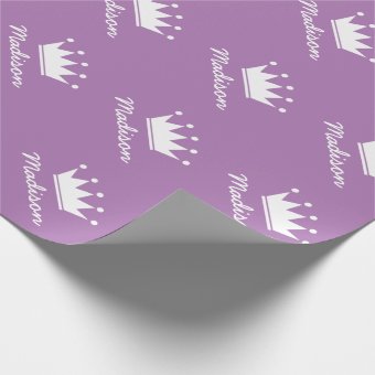 Purple princess crown baby shower wrappingpaper | Zazzle